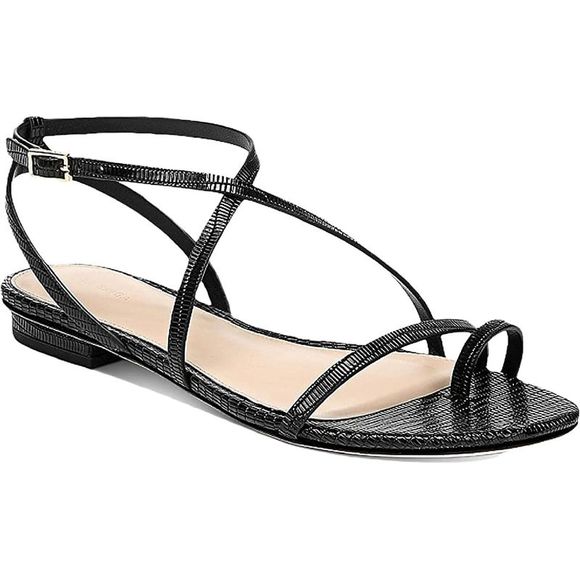 Via Spiga | Shoes | Via Spiga Womens Calandre Leather Strappy Flat Sandals Black 75 Medium Bm ...